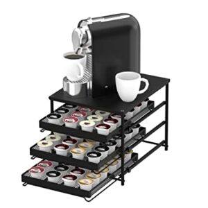 Simple Trending 3-Tier Coffee Pod Storage Drawer Holder for K-cup Coffee Pods, 72 Pods Capacity, Black