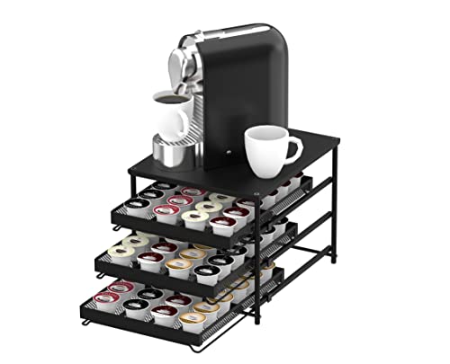 Simple Trending 3-Tier Coffee Pod Storage Drawer Holder for K-cup Coffee Pods, 72 Pods Capacity, Black