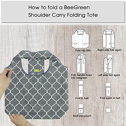 BeeGreen Polka Dot Constellation Zigzag Stripe Reusable Grocery Bags Foldable Bulk 12 Pack, Geometry Reusable Shopping Bags Extra Large 50LBS Heavy Duty, Machine Washable Reusable Bags for Groceries