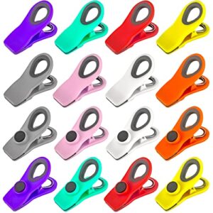 nbtorch 16 pcs bag clips with magnet – 8 assorted bright colors chip clips bag clips food clips, magnetic clips, plastic clips for bread bags, snack bags, food packages (opaque)