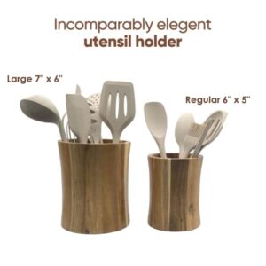 The Pretty Turtle Bamboo Kitchen Counter Utensil Crock Holder Caddy (Acacia) (RH9016)