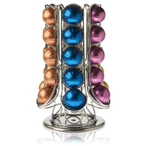 peak coffee pod holder for 30+ nespresso vertuo vertuoline pods- extra storage available inside carousel – capsules storage organiser 360° rotating rack stand for nespresso – non slip & anti scratch