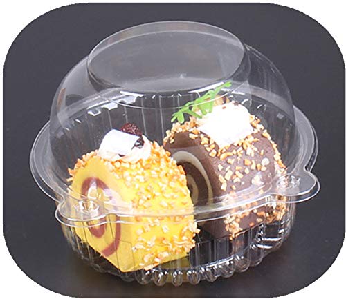 i-CHONY Individual Cupcake Holder - Clear Plastic Dome Single Cupcake Carrier Muffin Container Holders Cases Boxes Cups(50pcs)