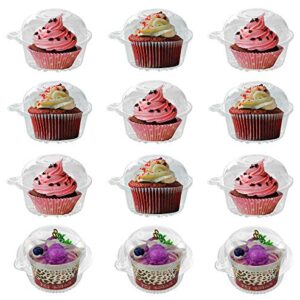 i-CHONY Individual Cupcake Holder - Clear Plastic Dome Single Cupcake Carrier Muffin Container Holders Cases Boxes Cups(50pcs)