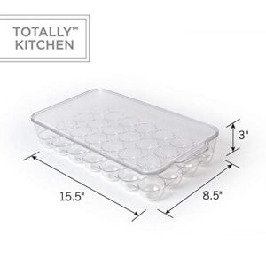 Totally Kitchen Egg Holder for Refrigerator, Fridge Organizers and Storage Clear, BPA-Free Plastic Storage Containers with Lid & Handles, 28 Eggs Tray Bins