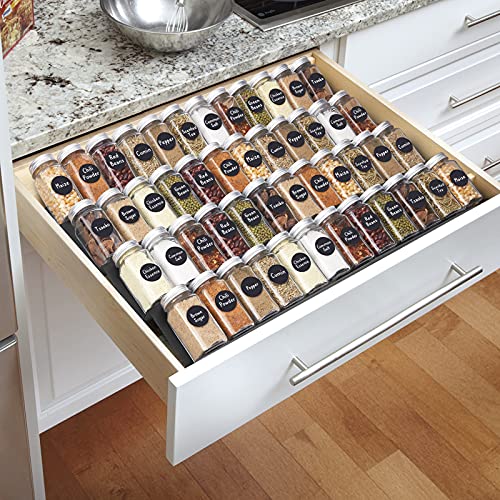 Spice Rack Drawer Organizer for Kitchen,Adjustable Expandable Spice Rack Tray Insert 4 Tiers