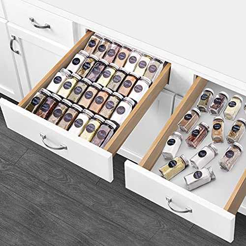 Spice Rack Drawer Organizer for Kitchen,Adjustable Expandable Spice Rack Tray Insert 4 Tiers