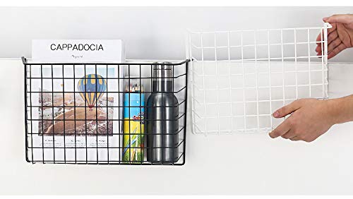 PENGKE Black Under Shelf Basket,4 Pack Slides Under Cabinet Storage Shelf Wire Baskets,Space Saving for Kitchen Counter Pantry Desk Bookshelf Cupboard