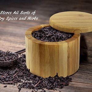 Estilo 2 pc Premium Bamboo Salt and Pepper Bowls, Wooden Spice Containers with Magnetic Swivel Lids, Perfect for Salt, Spice, Sugar, Pepper