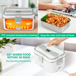 WinGaYe Electric Lunch Box 60W Faster Food Warmer, 1.8L Larger Self Heating Lunch Box,12V 24V 110V Portable Food Heater for Car Truck Work,Leakproof Removable Container with Cutlery for Adults