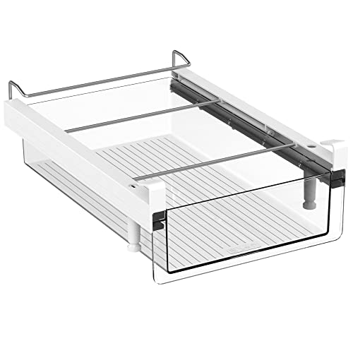 vacane Refrigerator Organizer Drawer, Clear Plastic Fridge Drawer With Handle Pull Out Fridge Bins Organizer Under Shelf Drawer for Cheese, Deli Meat, Drinks, Fruit, Vegetable, Heavy Duty-L