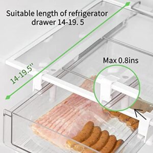 vacane Refrigerator Organizer Drawer, Clear Plastic Fridge Drawer With Handle Pull Out Fridge Bins Organizer Under Shelf Drawer for Cheese, Deli Meat, Drinks, Fruit, Vegetable, Heavy Duty-L