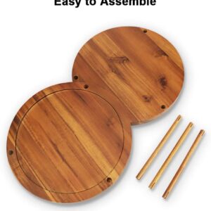 AIDEA 10" Acacia Wood Lazy Susan Organizer, 2-Tier Lazy Susan Turntable for Cabinet Kitchen Pantry