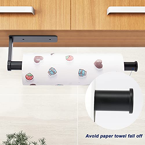 NearMoon Paper Towel Holder Under Cabinet, Paper Towel Roll for Kitchen, Paper Towels Bunk Wall Mounted & Self Adhesive Vertically or Horizontally (Space Aluminum, Matte Black)