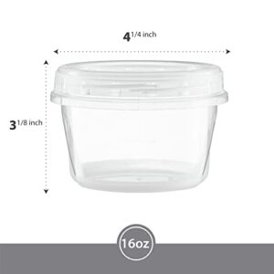 Elegant Disposables (16 Ounce 10 Pack) Clear Twist cap Containers with Screw on Lids Twist Top Food Storage Freezer Containers