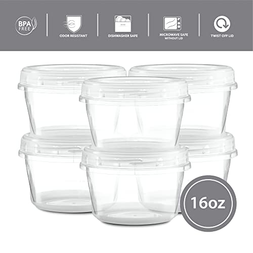 Elegant Disposables (16 Ounce 10 Pack) Clear Twist cap Containers with Screw on Lids Twist Top Food Storage Freezer Containers