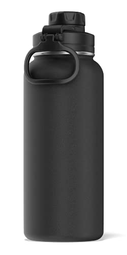 Hydrapeak 32 oz Insulated Water Bottle with Chug Lid - Reusable Leak Proof Stainless Steel Water Bottles, Double Wall Vacuum Insulation | 24 Hours Cold and 12 Hours Hot (Black)