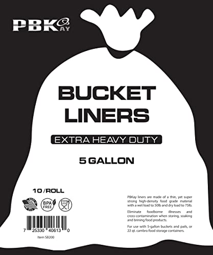 5 Gallon Bucket Liner Bags for Marinating and Brining, Food Grade, BPA Free, Extra Heavy Duty Leak Proof (10 pack)