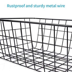 5PCS Wire Storage Baskets, Premium Metal Storage Organizer Basket, Small Size Metal Baskets for Home Office Kitchen, Black