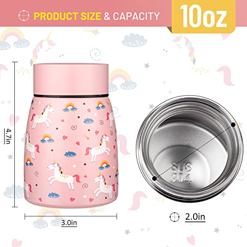 Charcy 11 Ounce Kids Thermos for Hot Food, Soup Thermos Insulated Food Jar for Hot & Cold Food - Pink Unicorn