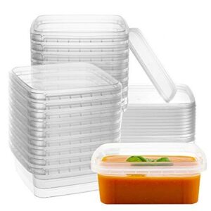 8-oz. square clear deli containers with lids | stackable, tamper-proof bpa-free food storage containers | recyclable space saver airtight container for kitchen storage, meal prep, take out | 20 pack