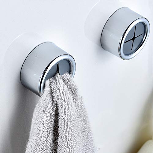 THSIREE 6pcs Push Hooks for Towel, Self-Adhesive Kitchen Towel Holder, Round Wall & Door Mounted Towel Hooks for Kitchen Cabinet Bathroom Home for Hanging Dish Rag Rack Hook No Drilling Required