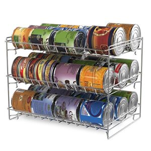 Lavish Classic Cuisine 3 Tier Dispenser-Organizer Rack Holds up to 27 Cans-for Kitchen Pantry, Countertops, and Cabinets-Storage Accessories (Chrome)