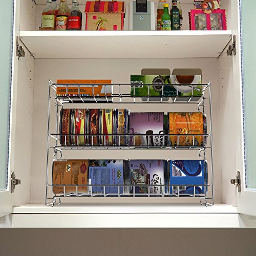 Lavish Classic Cuisine 3 Tier Dispenser-Organizer Rack Holds up to 27 Cans-for Kitchen Pantry, Countertops, and Cabinets-Storage Accessories (Chrome)