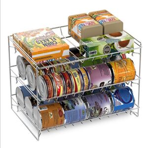 Lavish Classic Cuisine 3 Tier Dispenser-Organizer Rack Holds up to 27 Cans-for Kitchen Pantry, Countertops, and Cabinets-Storage Accessories (Chrome)