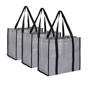 longteam extra large reusable foldable shopping bag, fold away washable and lightweight shopper bag with reinforced handles (3 pack)