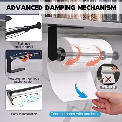 PRANAHEART Self Adhesive Paper Towel Holder, Under Counter Paper Towel Holder for One Handed Operation (Silver)