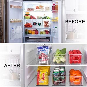 Stackable Plastic Food Storage Bin with Handles for Kitchen Pantry, Cabinet, Refrigerator, Freezer - Organizer for Fruit, Yogurt, Squeeze Pouches - BPA Free, 10" Long - 2 Pack – Clear