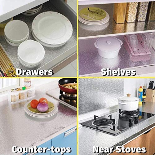 N&A Kitchen PVC Self-Adhesive Wallpaper, Oil-Proof Foil Wall Sticker, Stove Countertop Waterproof High Temperature Resistant Stickers, Cabinet Aluminum Drawer Sticker（15.74×118.11inches）