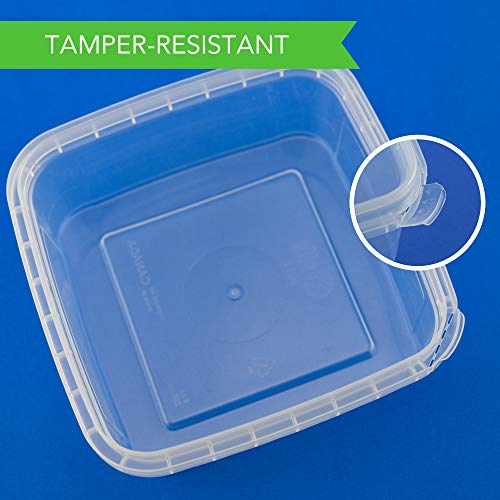 32-oz. Square Clear Deli Containers with Lids | Stackable, Tamper-Proof BPA-Free Food Storage Containers | Recyclable Space Saver Airtight Container for Kitchen Storage, Meal Prep, Take Out | 20 Pack