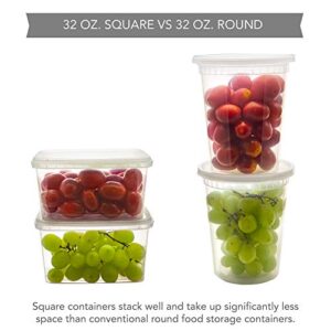 32-oz. Square Clear Deli Containers with Lids | Stackable, Tamper-Proof BPA-Free Food Storage Containers | Recyclable Space Saver Airtight Container for Kitchen Storage, Meal Prep, Take Out | 20 Pack