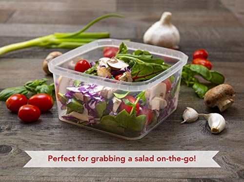 32-oz. Square Clear Deli Containers with Lids | Stackable, Tamper-Proof BPA-Free Food Storage Containers | Recyclable Space Saver Airtight Container for Kitchen Storage, Meal Prep, Take Out | 20 Pack