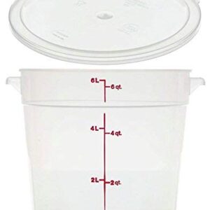 Cambro Camware Bundle 6 &12 Quart Translucent Round Food Storage Containers with Lids and Free Scraper