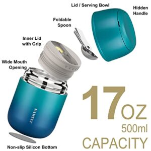 HAWEEK Insulated Food Container 17 oz Soup Thermos for Hot Food Adults, Stainless Steel Vacuum Lunch Box with Folding Spoon, Adult Thermos Portable with Handle for School, Office, Outdoor