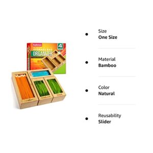 KALEWA Wooden Ziplock Bag Organizer for Drawer - Bamboo Kitchen Accessories Set - Storage Bag Organizer Kitchen Drawer Compatible with Ziploc, Hefty for Gallon, Quart, Sandwich, Snack