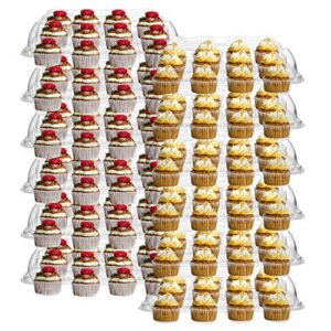 hedume 12 pack cupcake carrier, 12 counts stackable cupcake boxes, clear cupcake container with detachable lid for cupcakes, muffin, bpa-free