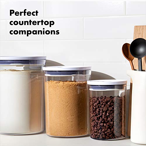 OXO Good Grips Round POP Container – Large (5.2 Qt) for flour, sugar, cereal and more | Airtight Food Storage | BPA Free | Dishwasher Safe | Clear Body