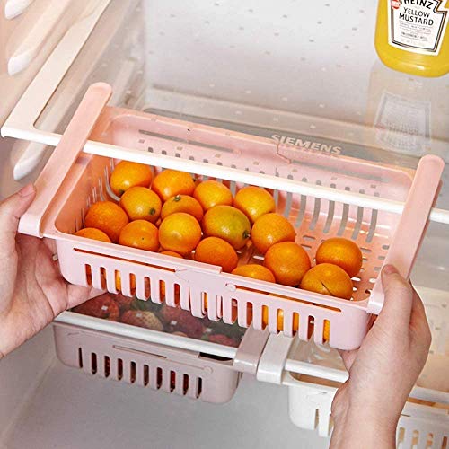 Fridge Drawer Organizer 4 Pack Retractable Drawer Refrigerator Storage Box,Unique Design Pull Out Bins, Fridge Shelf Holder Storage Box, Small Size, FIT FOR Under 0.5'' Fridge Shelf