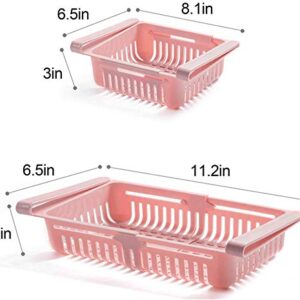 Fridge Drawer Organizer 4 Pack Retractable Drawer Refrigerator Storage Box,Unique Design Pull Out Bins, Fridge Shelf Holder Storage Box, Small Size, FIT FOR Under 0.5'' Fridge Shelf