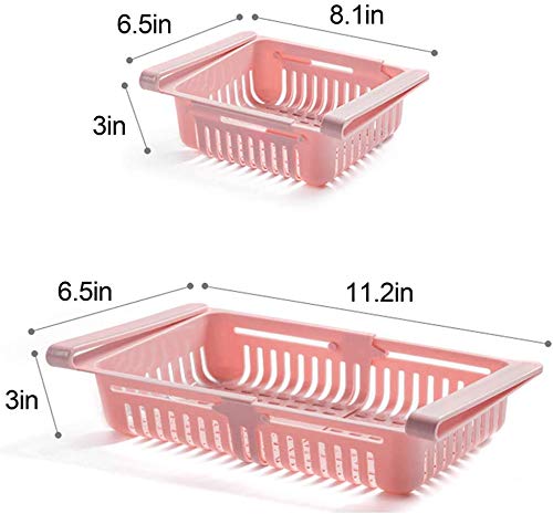 Fridge Drawer Organizer 4 Pack Retractable Drawer Refrigerator Storage Box,Unique Design Pull Out Bins, Fridge Shelf Holder Storage Box, Small Size, FIT FOR Under 0.5'' Fridge Shelf