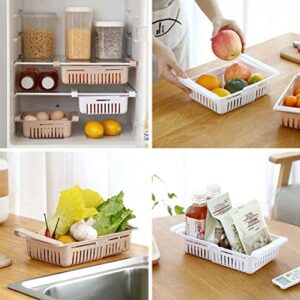 Fridge Drawer Organizer 4 Pack Retractable Drawer Refrigerator Storage Box,Unique Design Pull Out Bins, Fridge Shelf Holder Storage Box, Small Size, FIT FOR Under 0.5'' Fridge Shelf