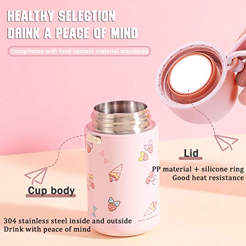 Cute Thermos Mug Kawaii Water Bottle Stainless Steel Vacuum Insulated Bottle for Hot or Cold Drinks Adorable Travel Mug