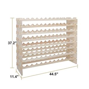 Smartxchoices Stackable Modular Wine Rack 96 Bottle Wooden Wine Storage Rack Freestanding Wine Holder Display Shelves, Wobble-Free, Solid Wood, (Eight-Tier, 96 Bottle Capacity)