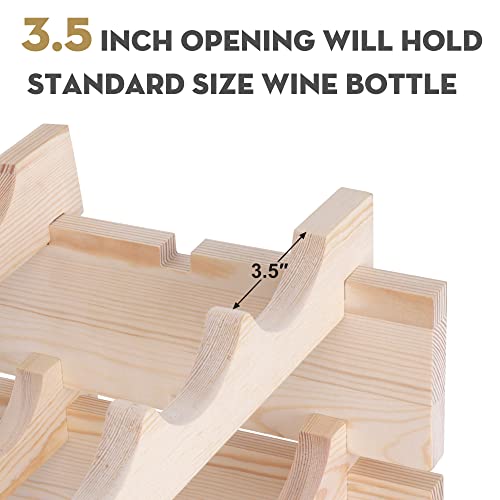 Smartxchoices Stackable Modular Wine Rack 96 Bottle Wooden Wine Storage Rack Freestanding Wine Holder Display Shelves, Wobble-Free, Solid Wood, (Eight-Tier, 96 Bottle Capacity)