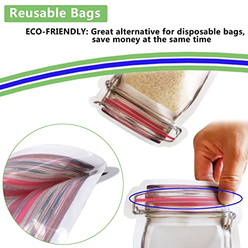 laffeya 30pcs Mason Jar Bags, Portable Christmas Cookies Nut Candies Saver Storage Bags, Reusable Snack Storage Bags, Candy Zipper Sealed Bags