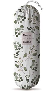 hglian grocery bag storage dispenser,wall mount plastic bag holder,garbage shopping trash bags carrier organizer,eucalyptus leaves farmhouse sweet home kitchen decor,gifts for women grandma mom